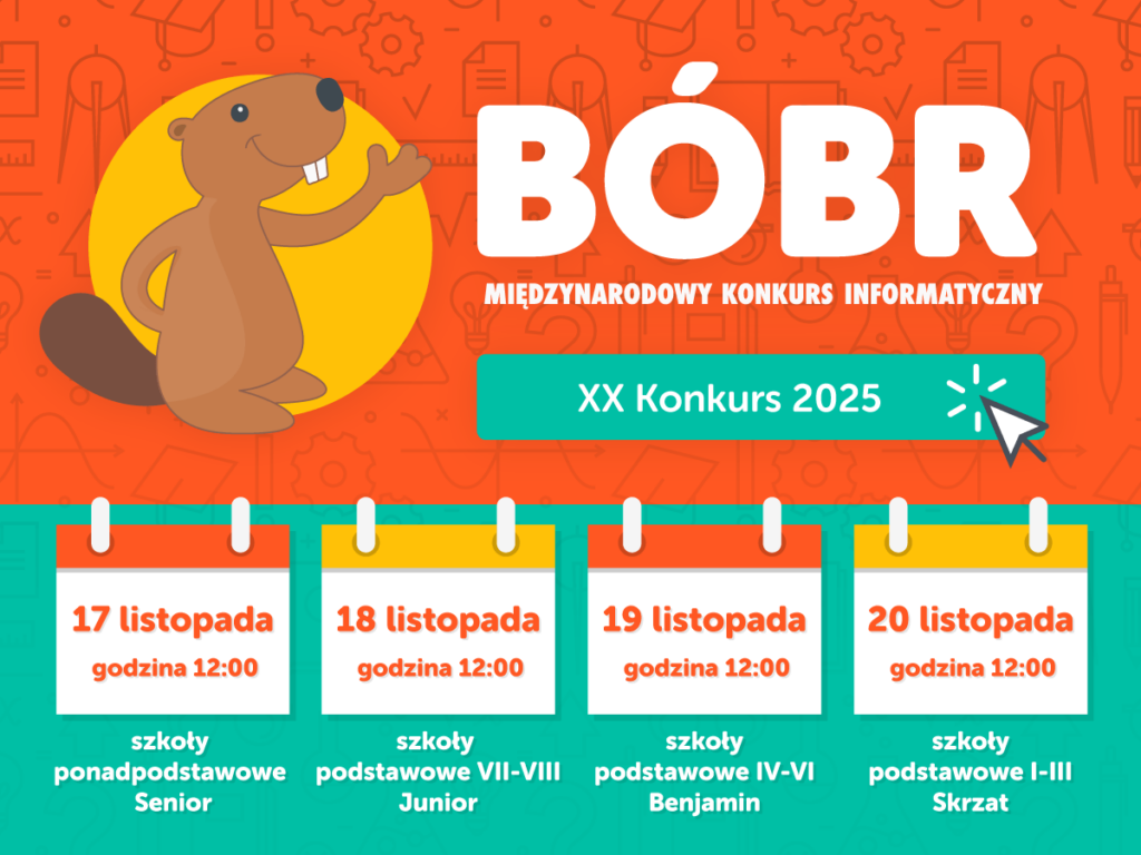 Szkoła Podstawowa w Kurowie - Harmonogram Jubileuszowego XX Konkursu Informatycznego Bóbr 2025 w ...